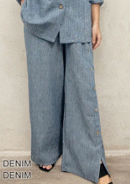 Jerrie Button Accent Pant (Denim) – Orchard Clothing Company